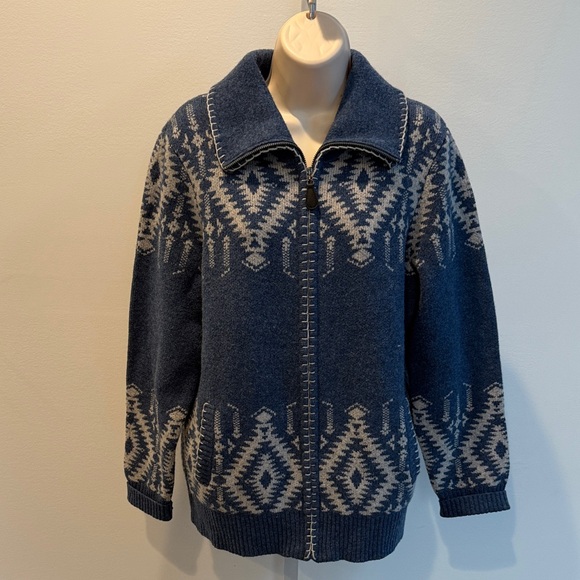 Pendleton | Sweaters | Pendleton Blue White Cardigan Sweater Women Size ...